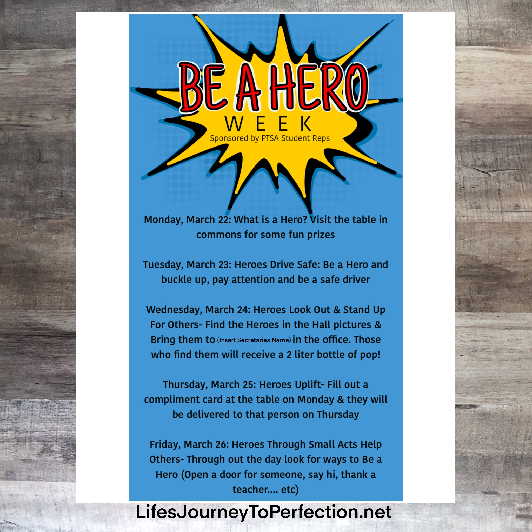 Life's Journey To Perfection: PTSA STUDENT REPRESENTATIVE ACTIVITY: BE ...