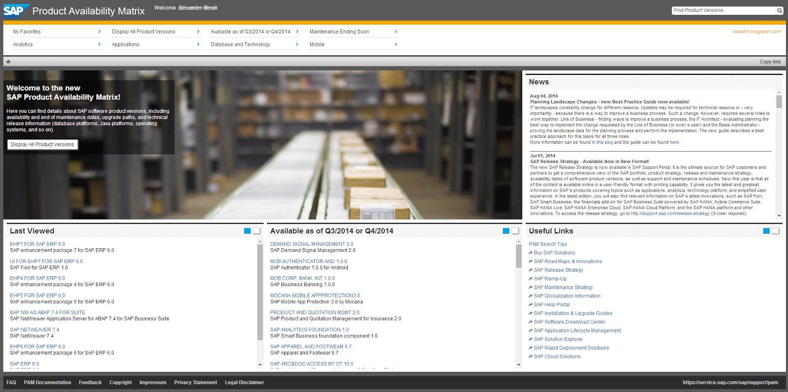sidadm: Product Availability Matrix (PAM)