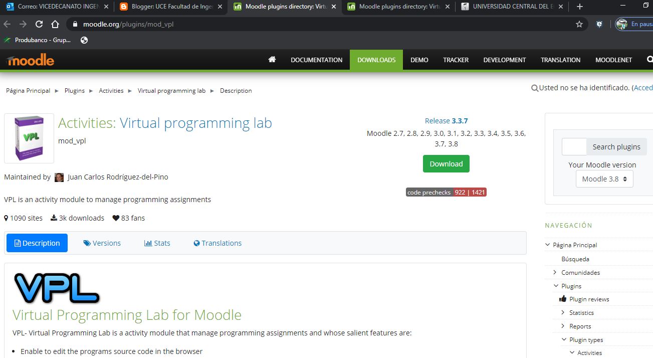 UCE Facultad de Ingeniería y Ciencias Aplicadas: Moodle: VPL ...