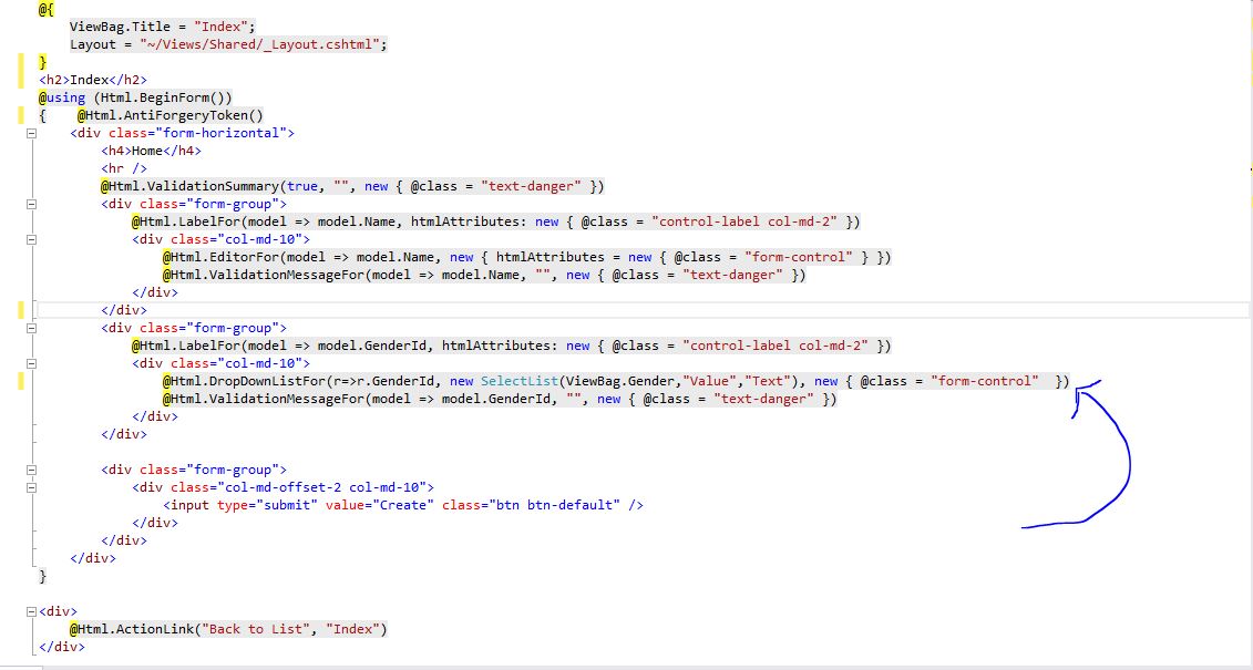 Simple Dropdownlist In Mvc With Using Model And Without Model Mvc Arena Aspnet