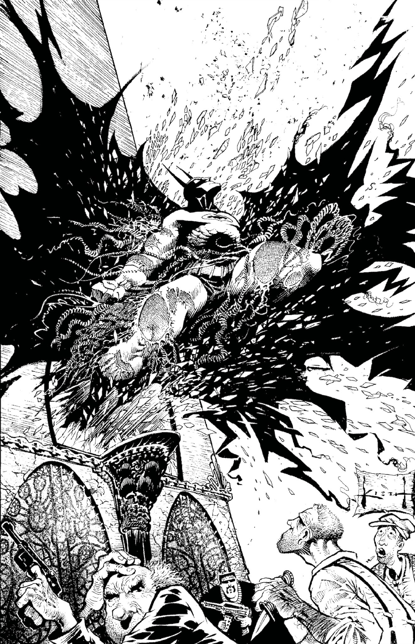 Sam Kieth : Batman Cover: Breaking Thru Window