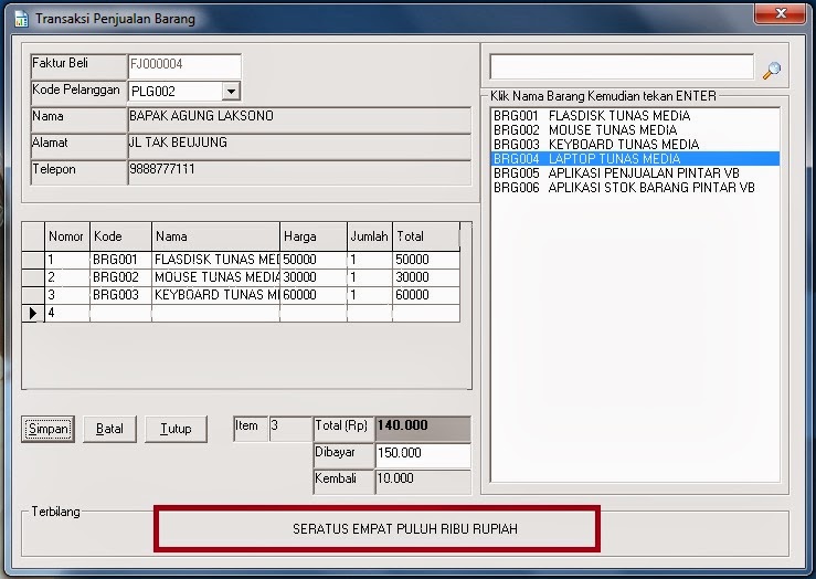 Aplikasi Penjualan Versi 3.0 VB 6.0 - Pintar VB | Tutorial Visual Basic