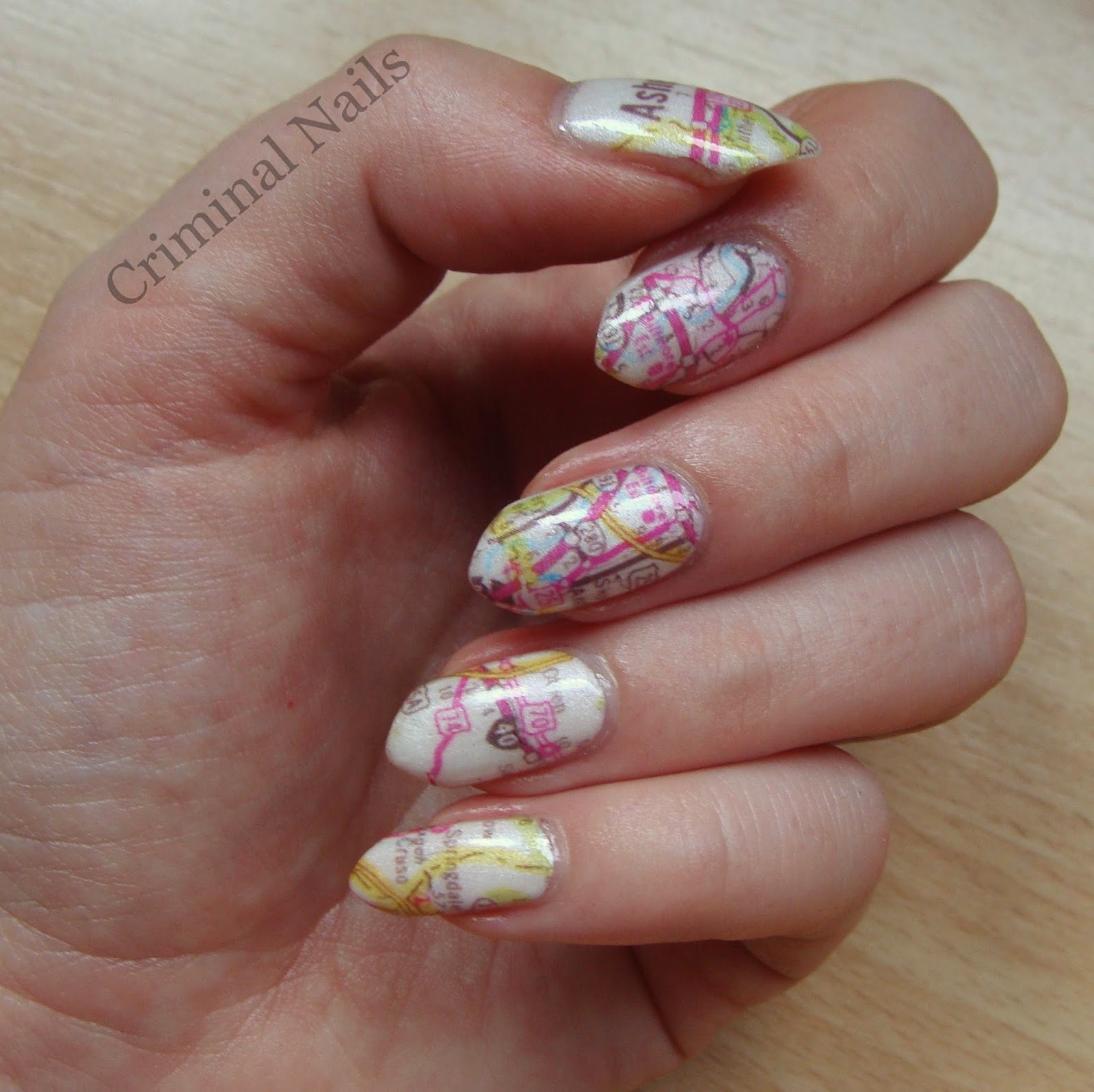 Criminal Nails: Map Nails - Fing'rs Heart 2 Art Map it Out nail decals