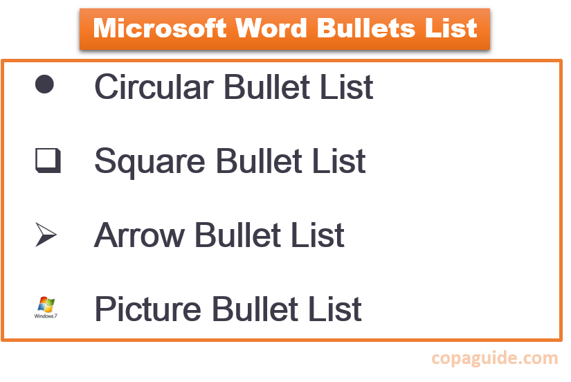 MS-Word Types of Bullets | Computer Hindi Notes
