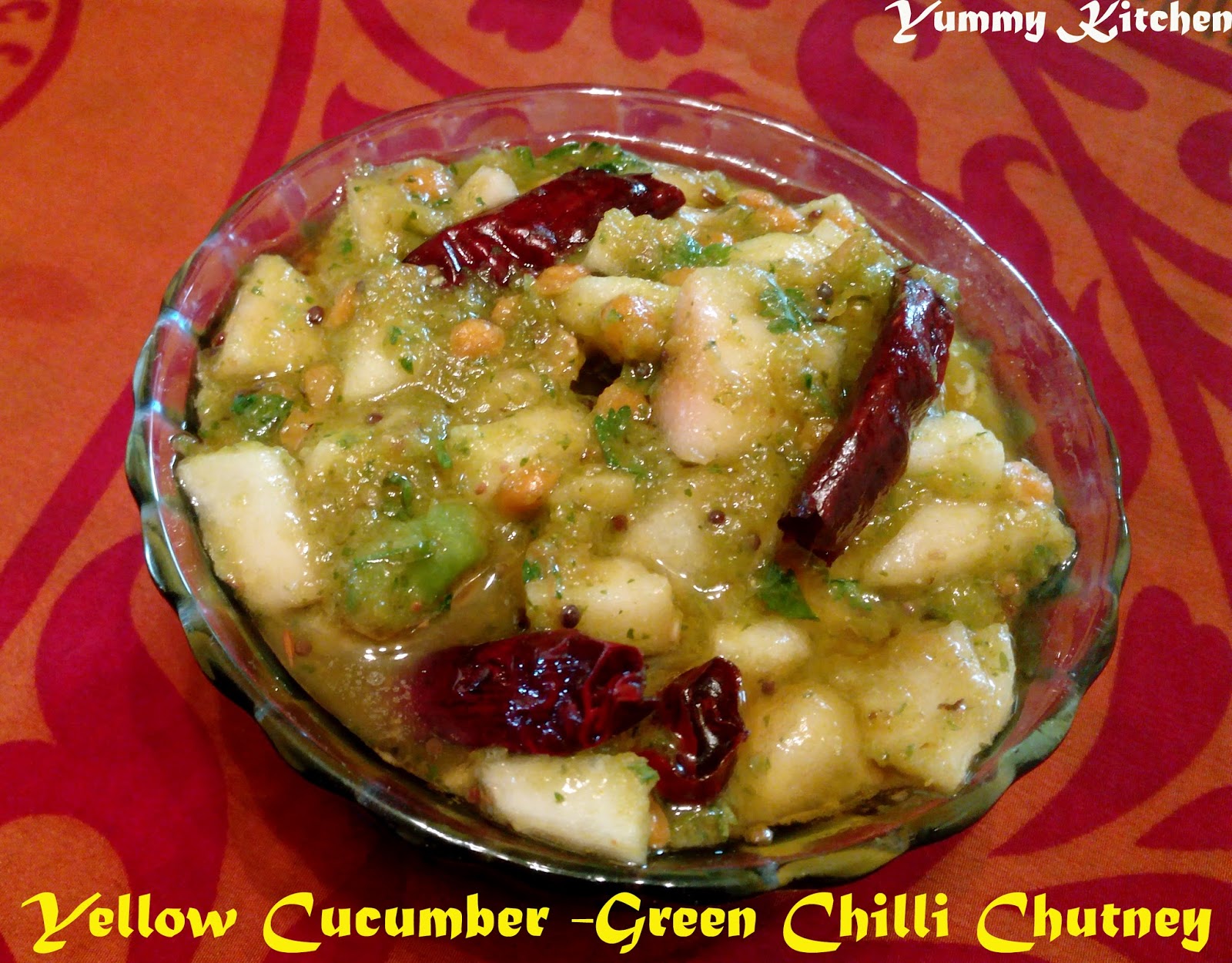 Andhra Dosakaya - Pachimirchi Pachadi ( Yellow Cucumber -Green Chilli ...