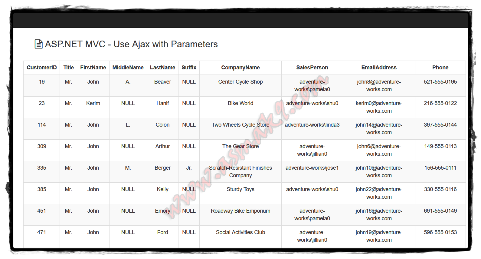 ASP.NET MVC: How to Use Ajax with Parameters - Asma's Blog