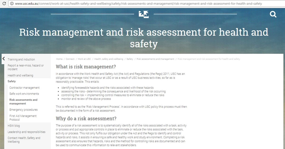 OSH The Journey: Risk management and risk assessment for health and safety