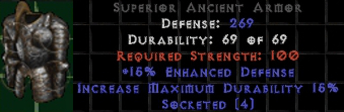 Best cRPGs: SUPERIOR ANCIENT ARMOR, Diablo 2 Resurrected