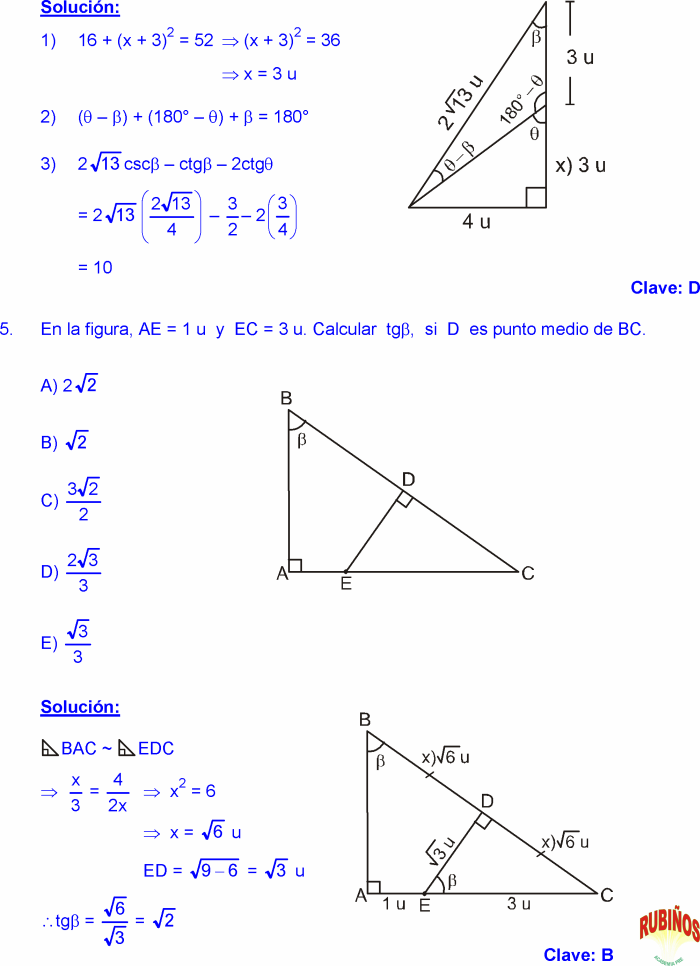 Razones trigonométricas ejemplos y ejercicios resueltos