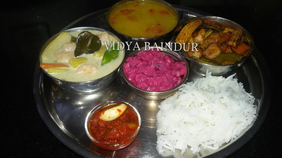 My Lunch Thali....Prawns n Veges Thai Green Curry, Tomato Dal , Prawns ...