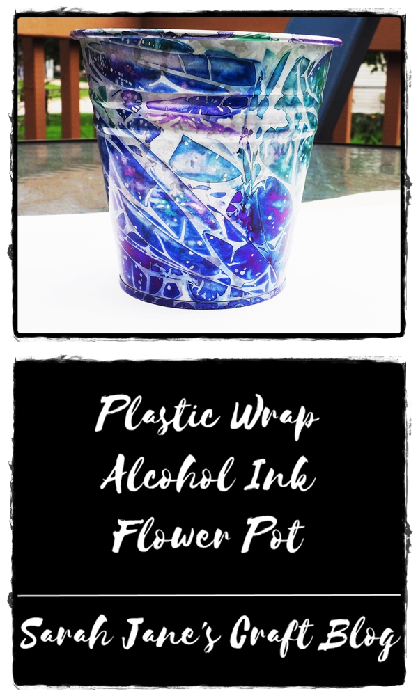 Plastic Wrap Alcohol Ink Flower Pot