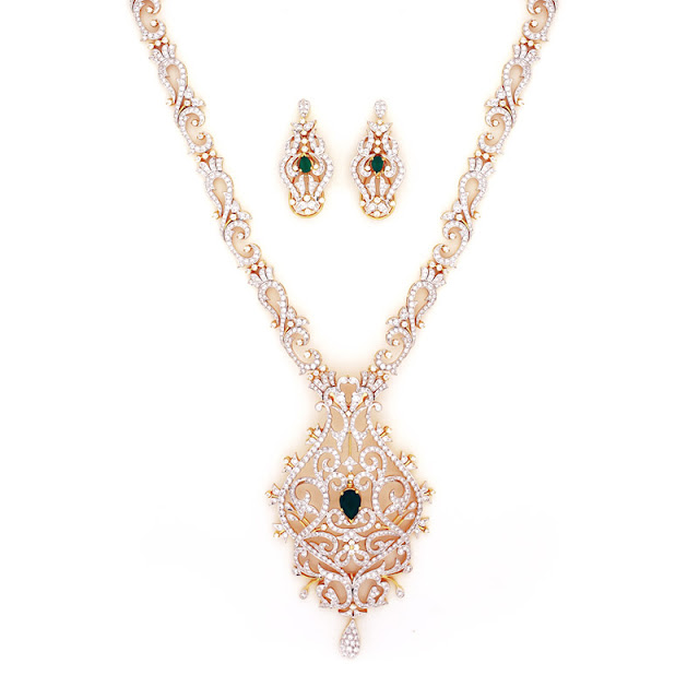 indiangoldesigns.com: Diamond necklace set with emeralds from GRT