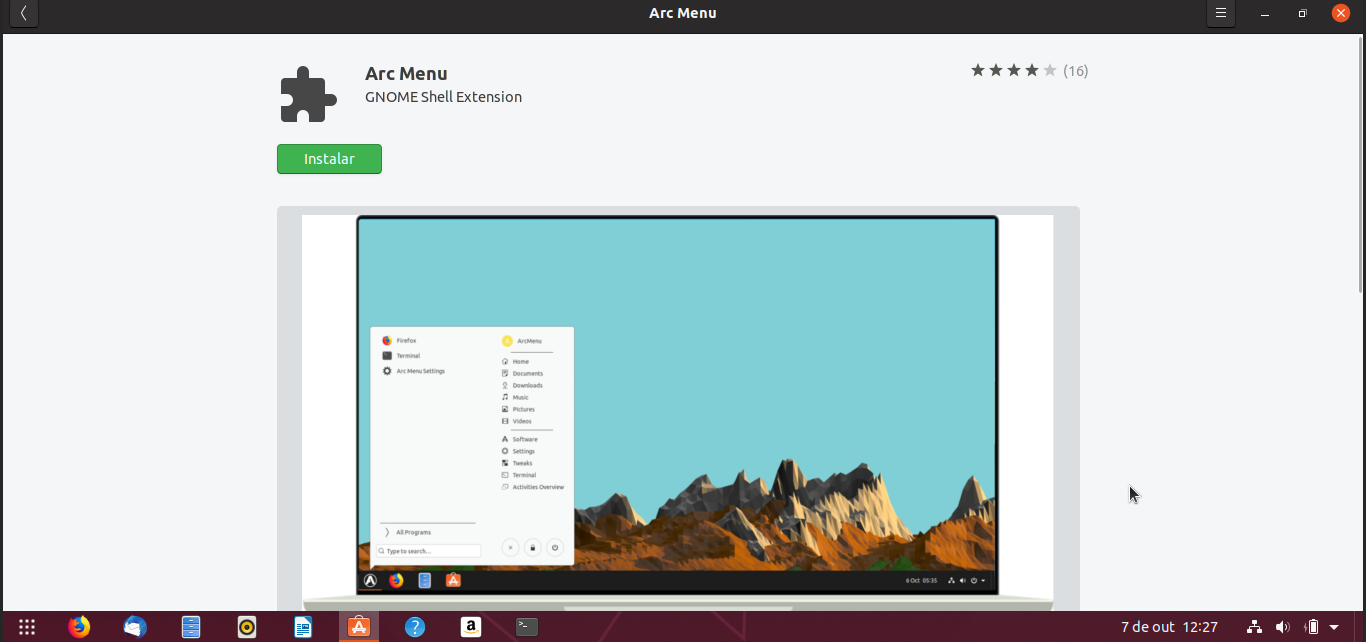Arc Menu 34 com novos recursos no Gnome shell