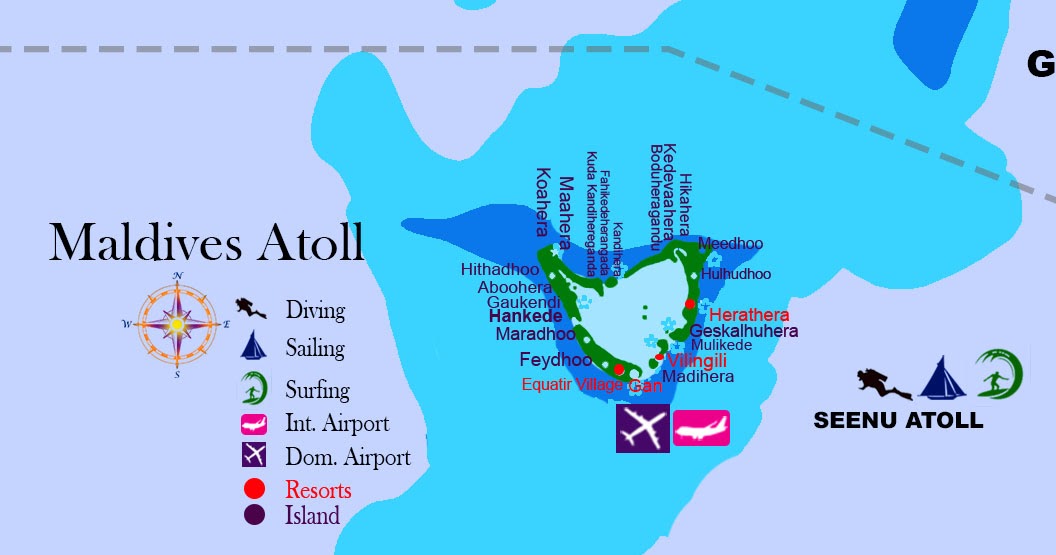 Maldives Atoll (ADDU (SEENU) ATOLL) Island name, resorts and hotel ...