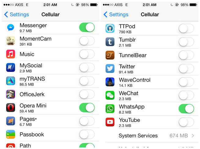 Tips untuk Data Cellular iOS 7 : Untuk Apa ? | Catatan si Koboi