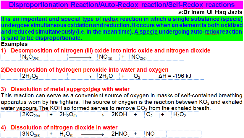 Chemistry by Inam Jazbi: Auto Redox Reactions