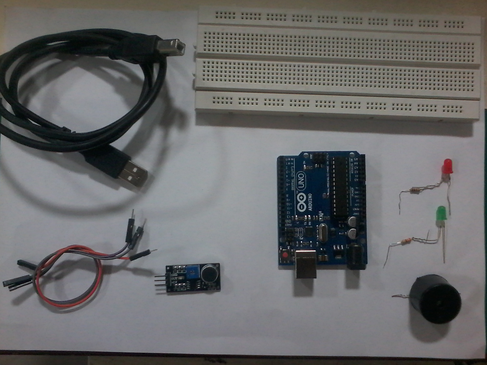 An alarm system with Sound detector sensor.