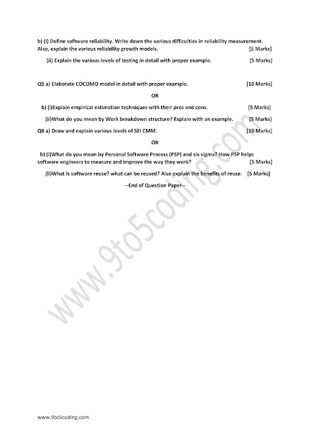 SOFTWARE ENGINEERING | CSE320 | QUESTION PAPER | END TERM PAPER