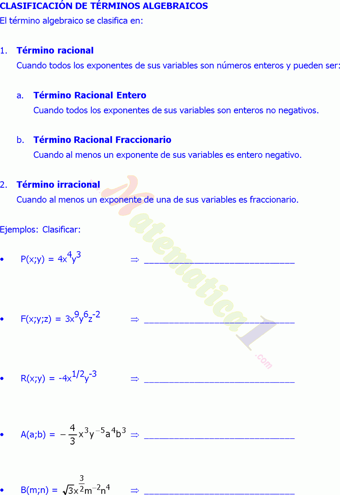 EJERCICIOS DE ÁLGEBRA MATEMÁTICA DE SEXTO GRADO DE PRIMARIA O BÁSICO PDF