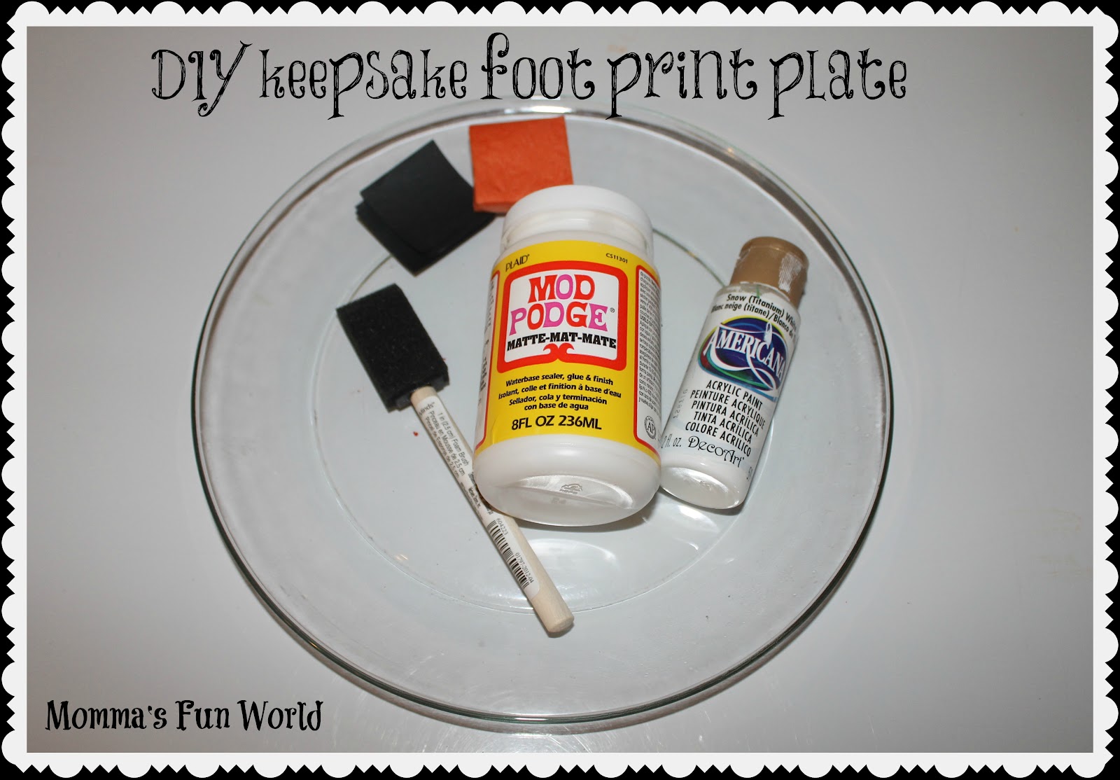 Momma's Fun World: DIY....Foot print keepsake plate