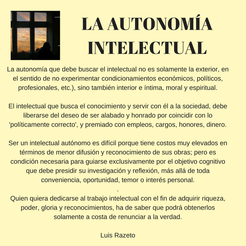 LÁMINAS CONCEPTUALES de Luis Razeto: LA AUTONOMÍA INTELECTUAL