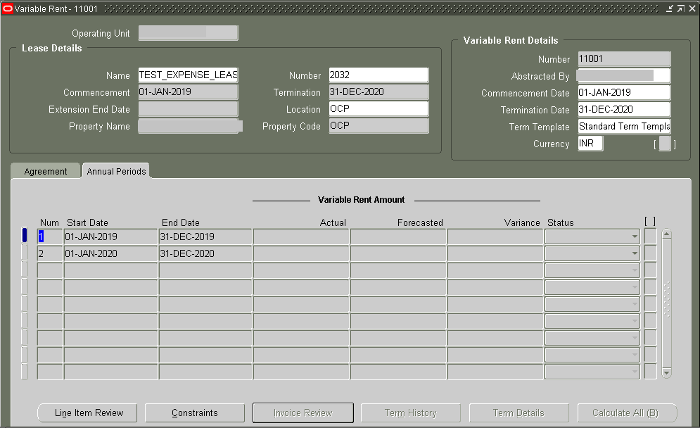 Yes, Its Oracle EBS: Variable Rent