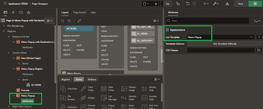 Menu Popup with Declarative List in Oracle APEX