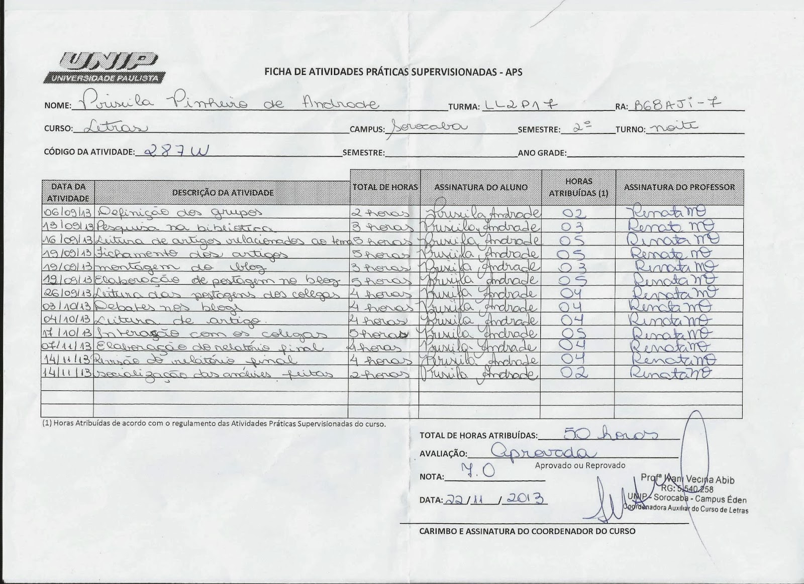 Loucos por letras: Ficha de APS - P. Andrade