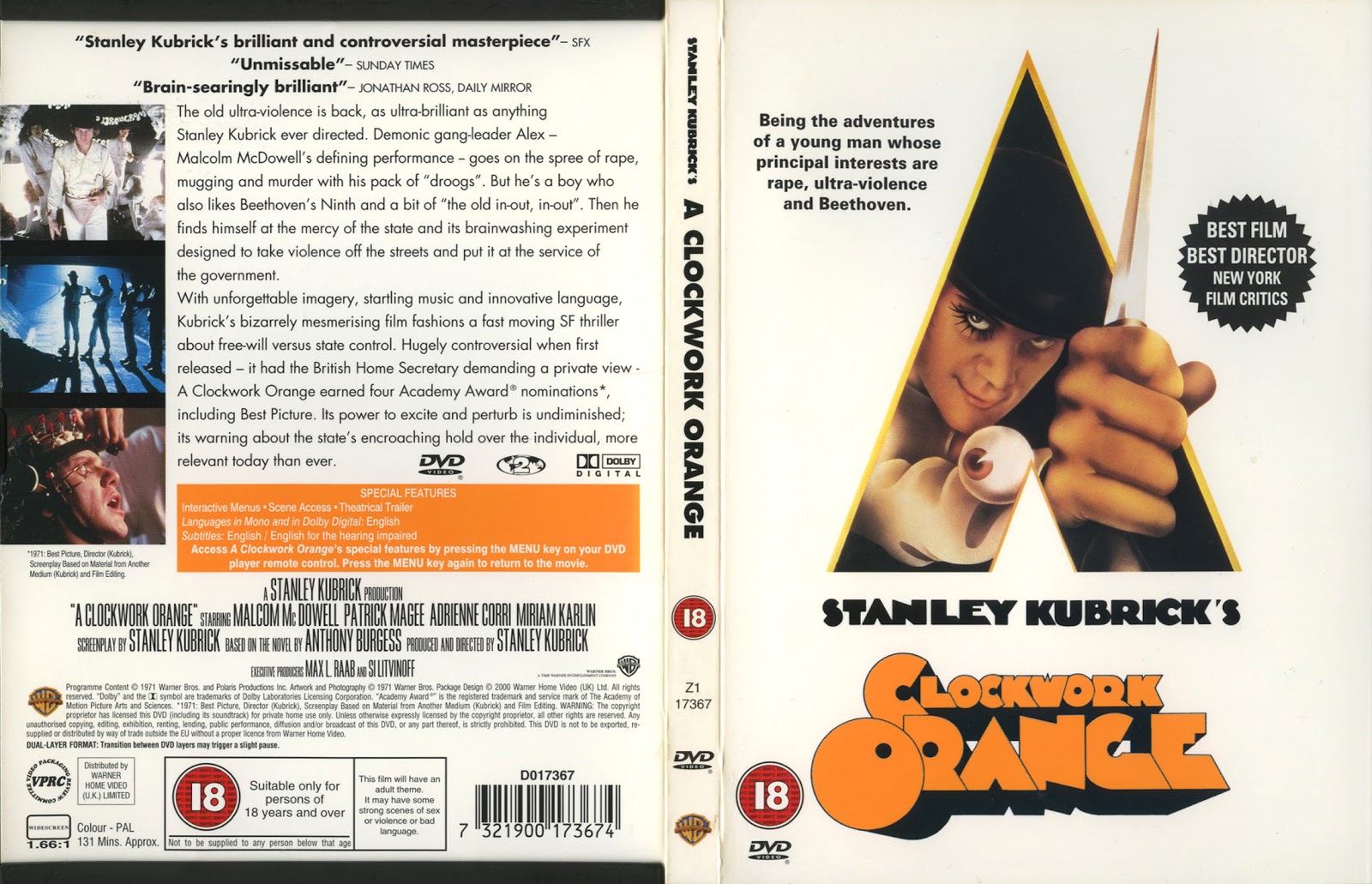 Stanley Kubrick - Deserving of Worship: A Clockwork Orange UK DVD Cover