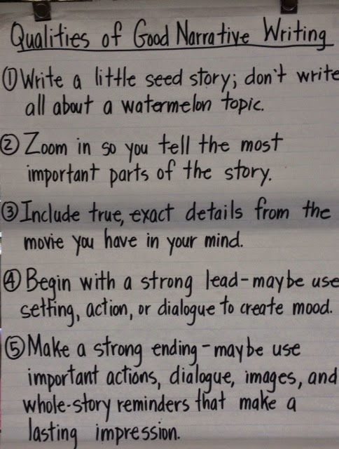 ELA Anchor Charts: Qualities of Good Narrative Writing