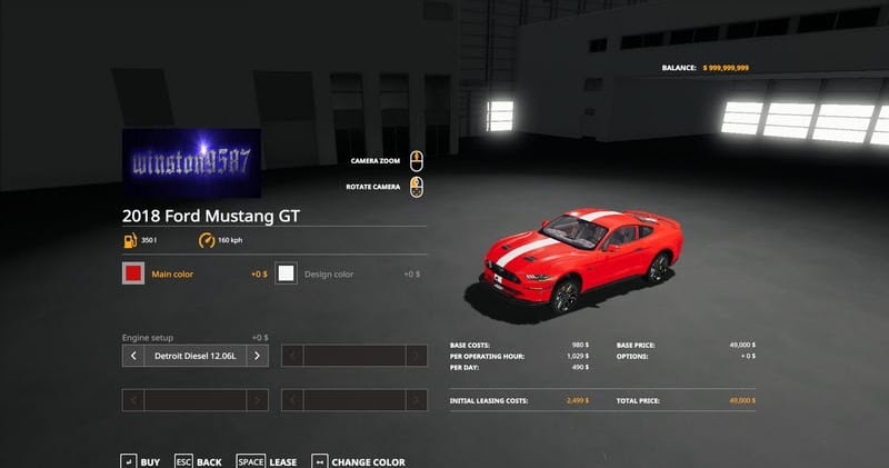 FS19 2018 Mustang GT v1.0 - FS 19 & 22 USA Mods Collection