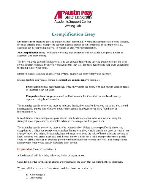 Example Exemplification Essay ~ Resume Letter