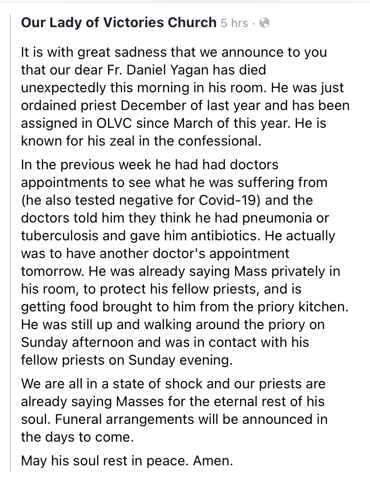 A Priest Life ((((,,)))): RIP Fr Daniel Yagan