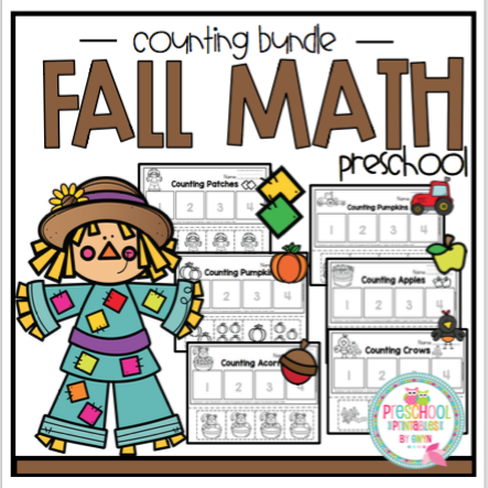 Fall Math Bundle (color-cut-glue) ~ Preschool Printables
