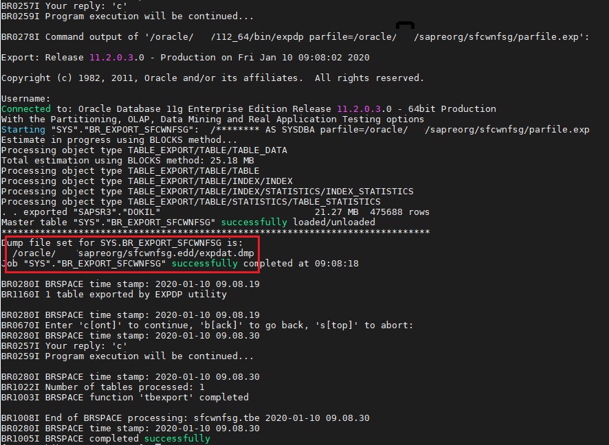 SAP Basis Administrator Blog: Export DB tables using BRTOOLS