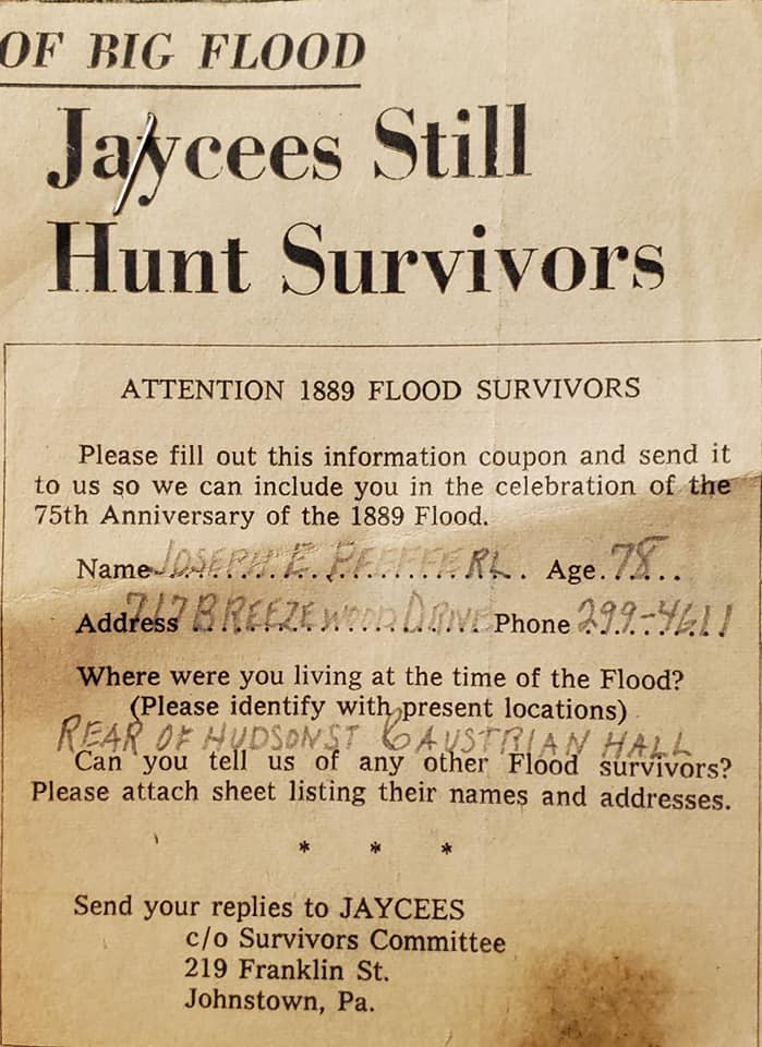 Vintage Johnstown: 1889 Flood Survivors Project