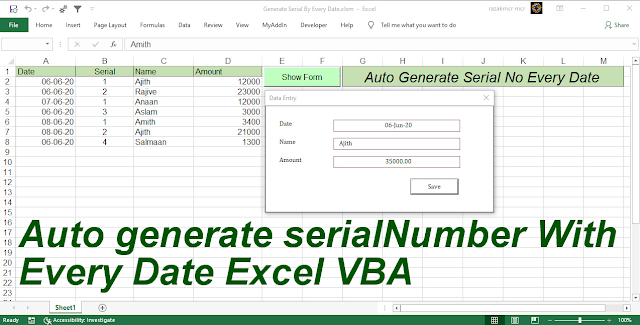 Auto Generate Serial Number With Every Date Excel Vba
