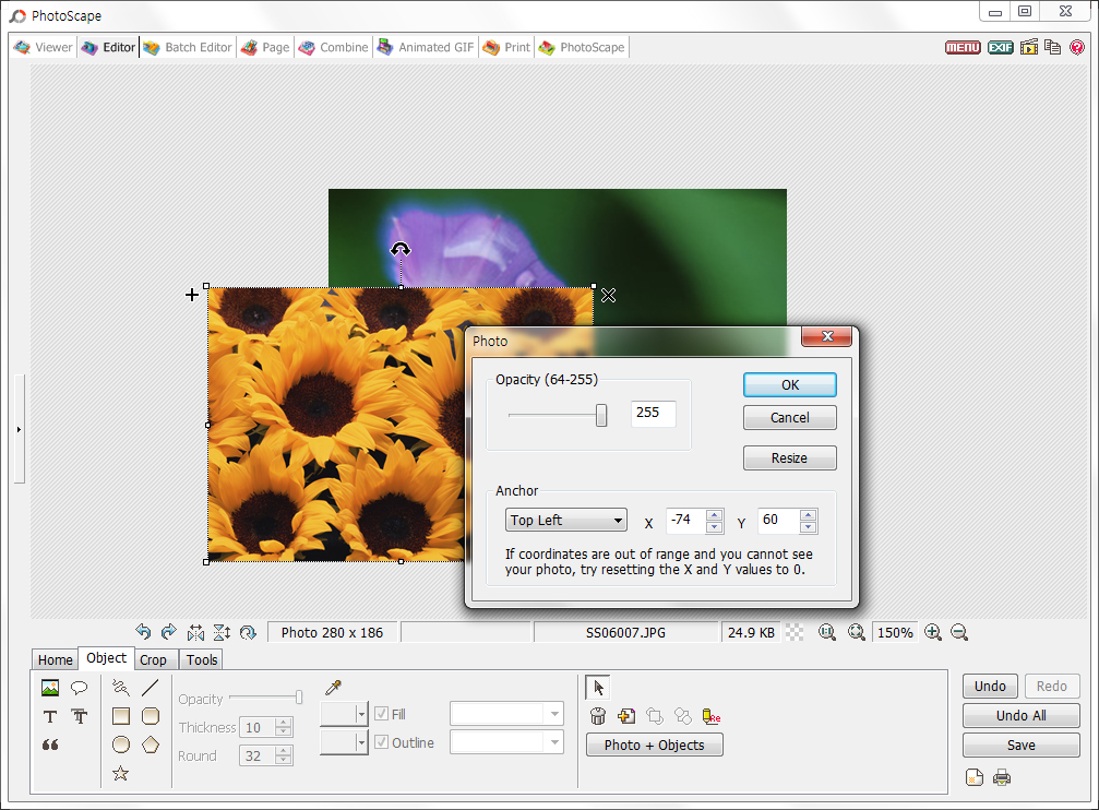 Photoscape: Photoscape Manual - Editor(Object Tab)