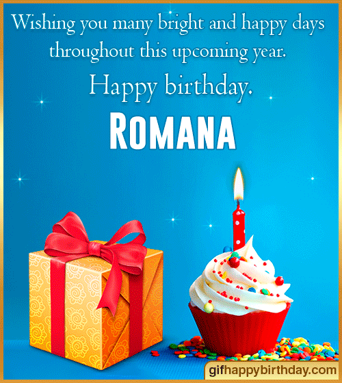 Wish Happy Birthday GIFs with Name Romana