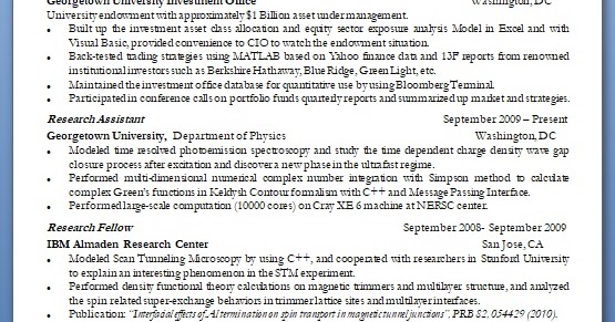 Quantitative Analyst Intern Sample Resume Format in Word Free Download