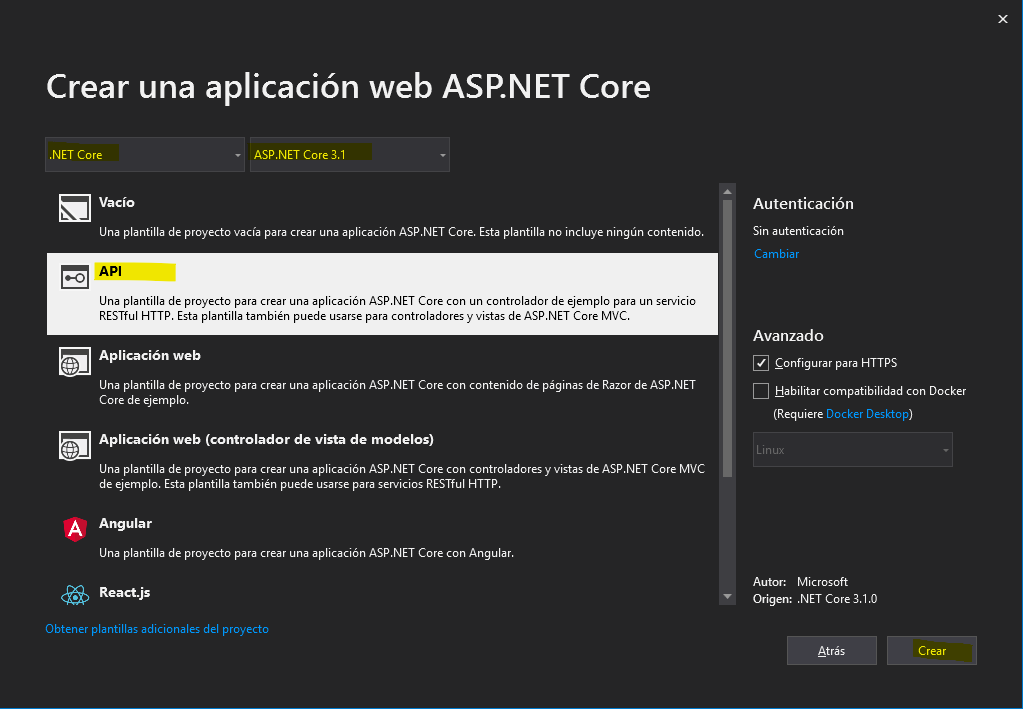 ASP.NET Core - Crear Web API con C# y EF