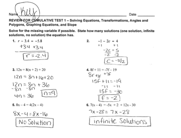 Grade 6 Math with Ms. Eringis : Answer Key--Cumulative Review Period 3 & 4