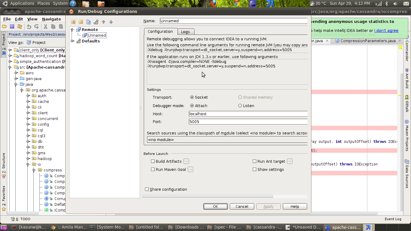 Kasun's Blog: How to remote debug Apache Cassandra standalone server