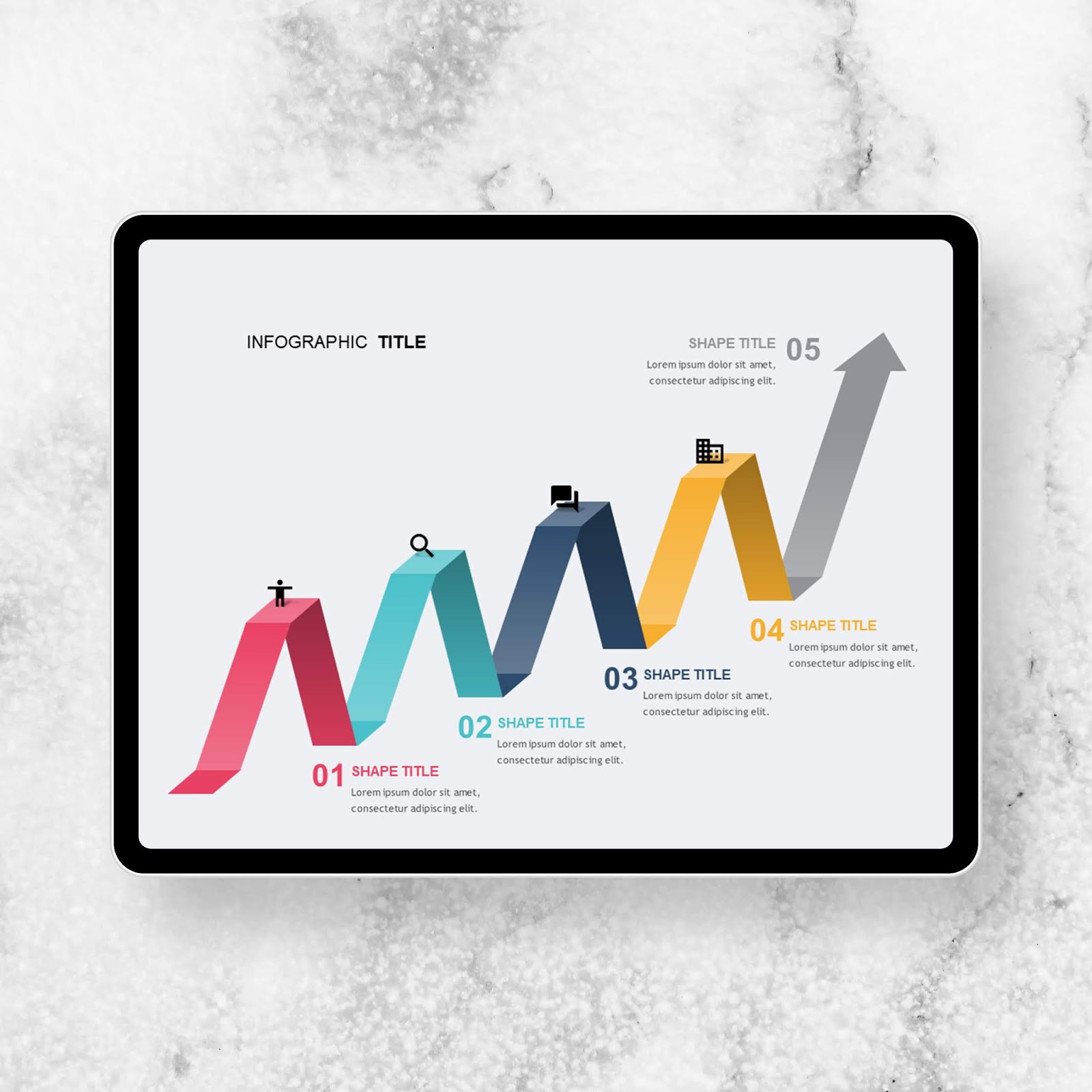 3D Up Down Zigzag String PowerPoint Templates - PowerPoint Free