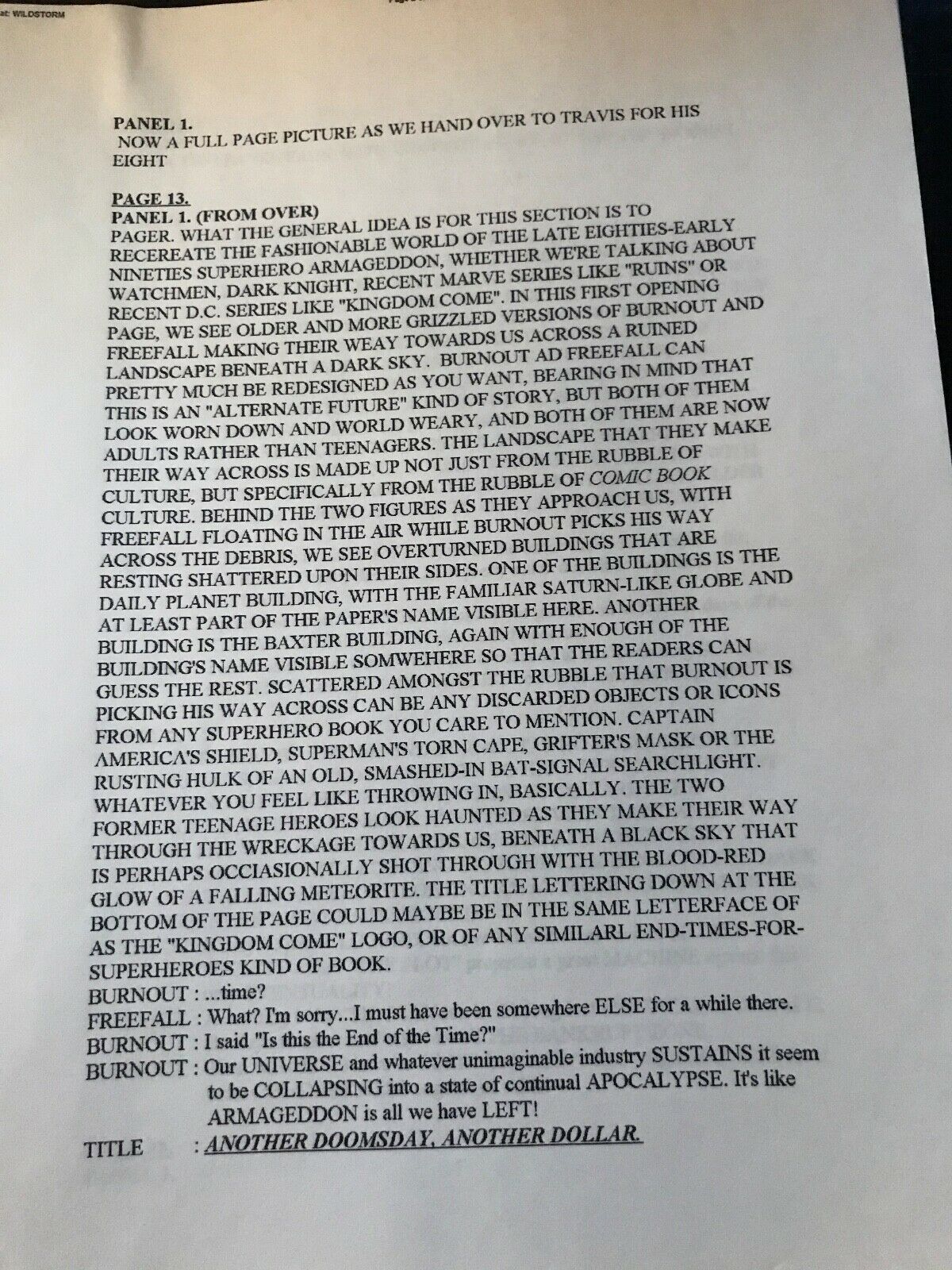 Alan Moore's Forgotten Awesome: Apocalypse Then: The Gen 13 annual script
