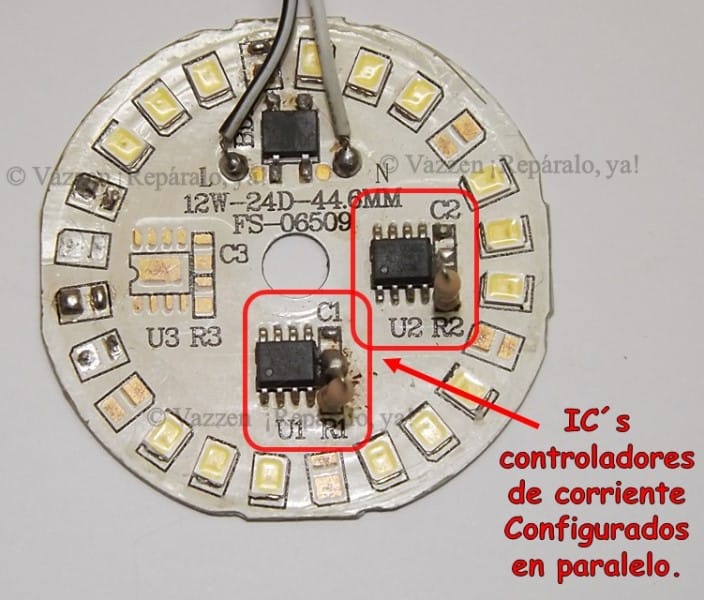 Funcionamiento del circuito en lámparas y luminarias LED´s. Diagramas y ...