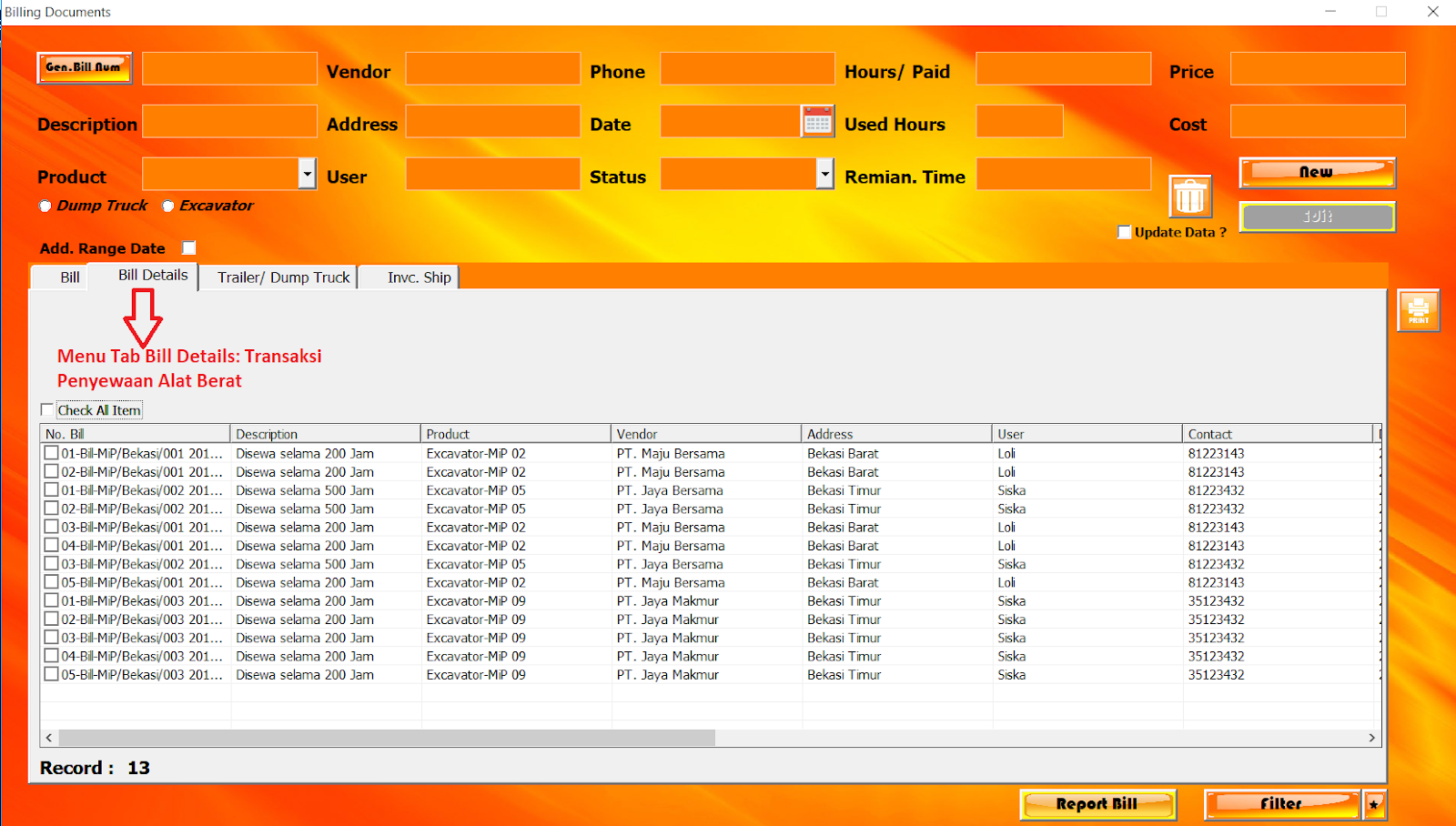 Aplikasi Program VBA Excel Untuk Database Perusahaan Alat Berat | Mau ...