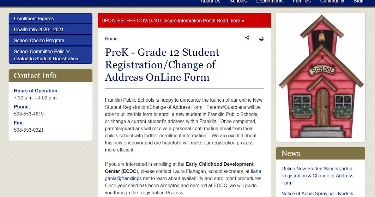 Franklin Matters: Online New Student/Kindergarten Registration and Change of Address Form