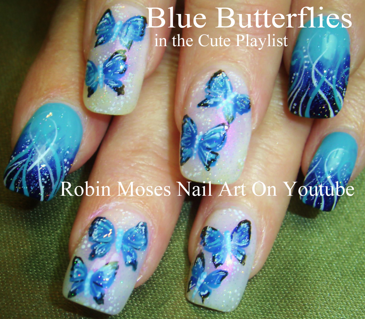 Nail Art by Robin Moses: Green Fairy Butterfly Moth Nails "green fairy ...