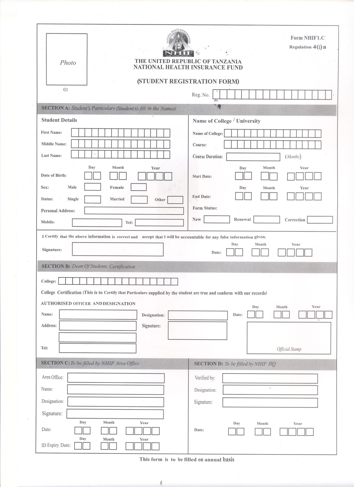FOMU YA BIMA YA AFYA (NHIF) HII HAPA ~ SHUDATE